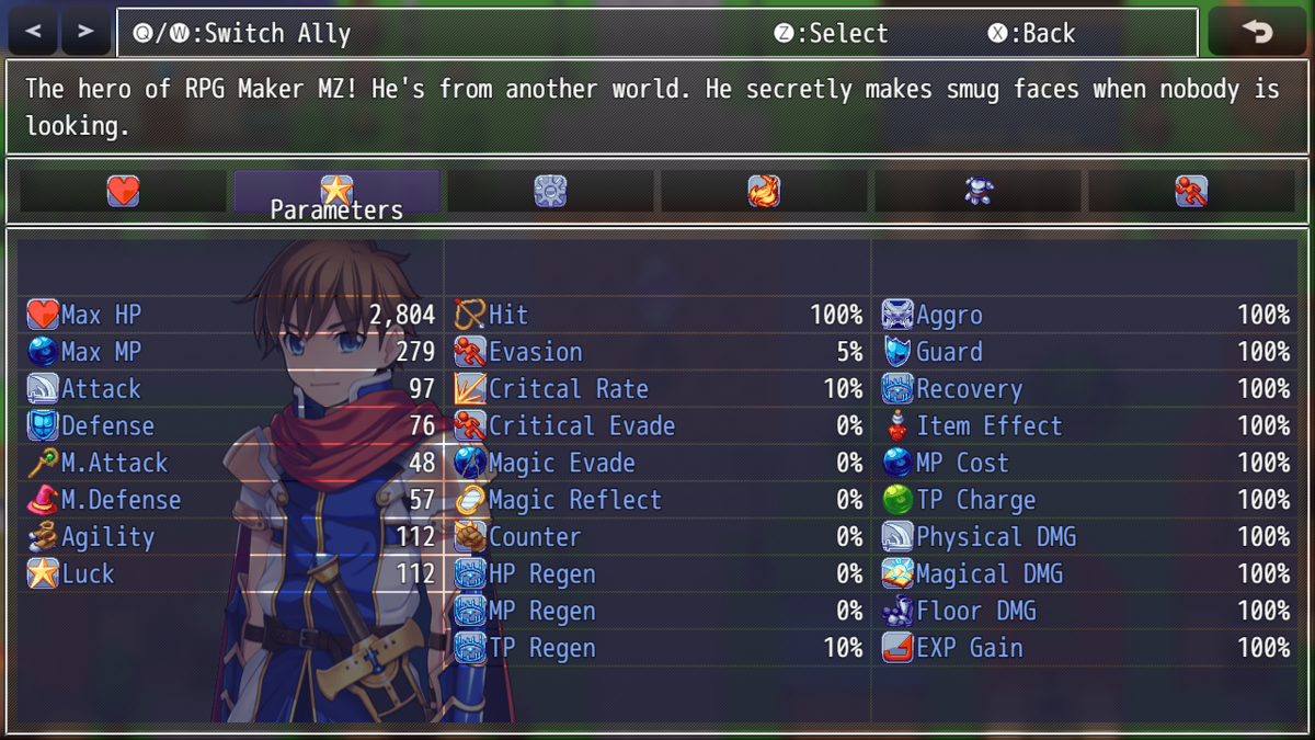 Elements and Status Menu Core VisuStella MZ - Yanfly.moe Wiki